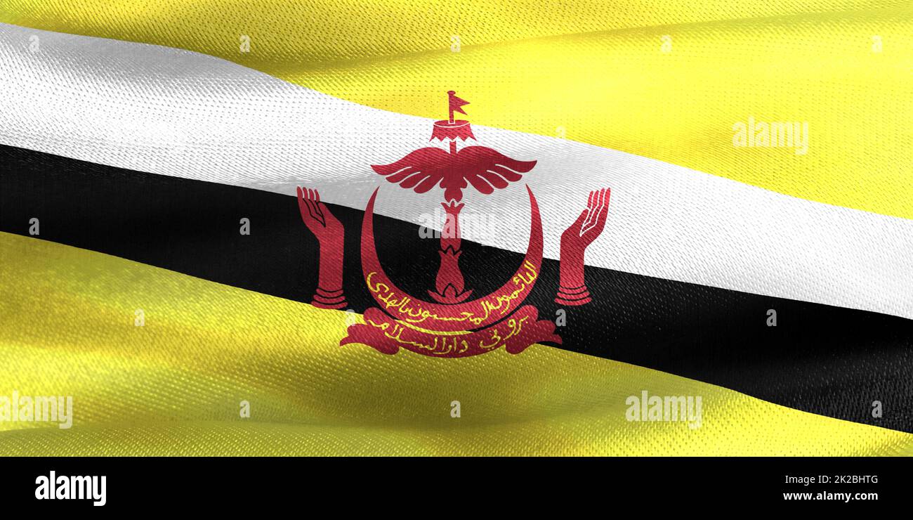 Brunei flag - realistic waving fabric flag Stock Photo - Alamy
