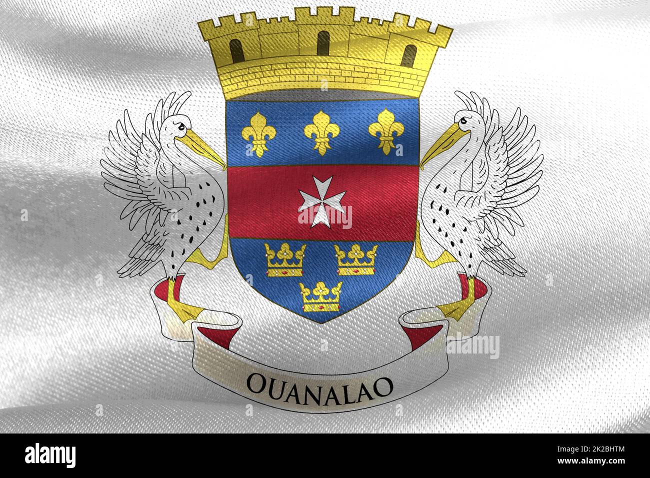 Saint-Barthelemy flag - realistic waving fabric flag Stock Photo - Alamy
