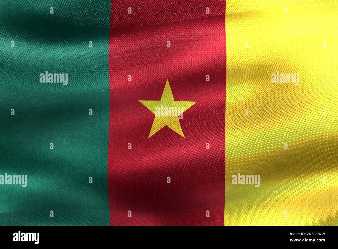 Cameroon flag - realistic waving fabric flag Stock Photo - Alamy