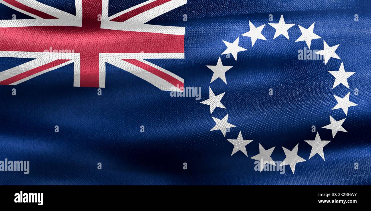 Cook Islands flag - realistic waving fabric flag Stock Photo - Alamy