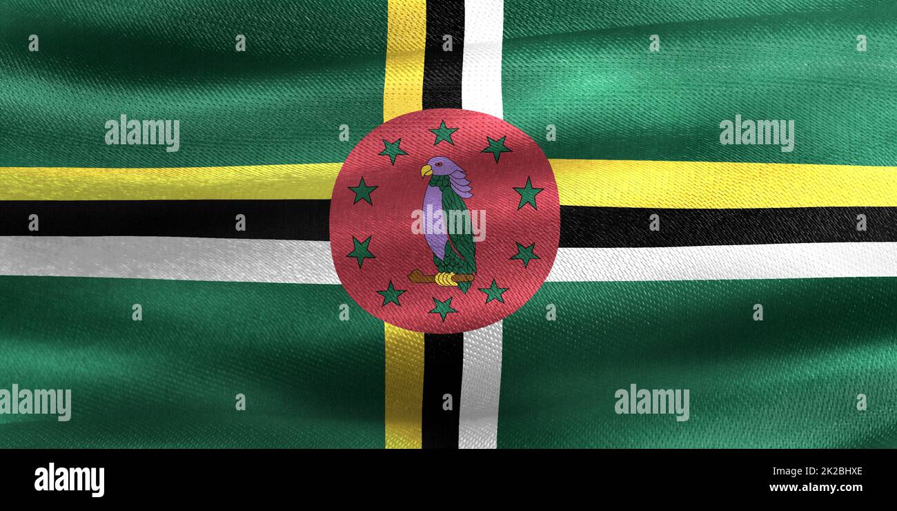 Dominica flag - realistic waving fabric flag Stock Photo - Alamy