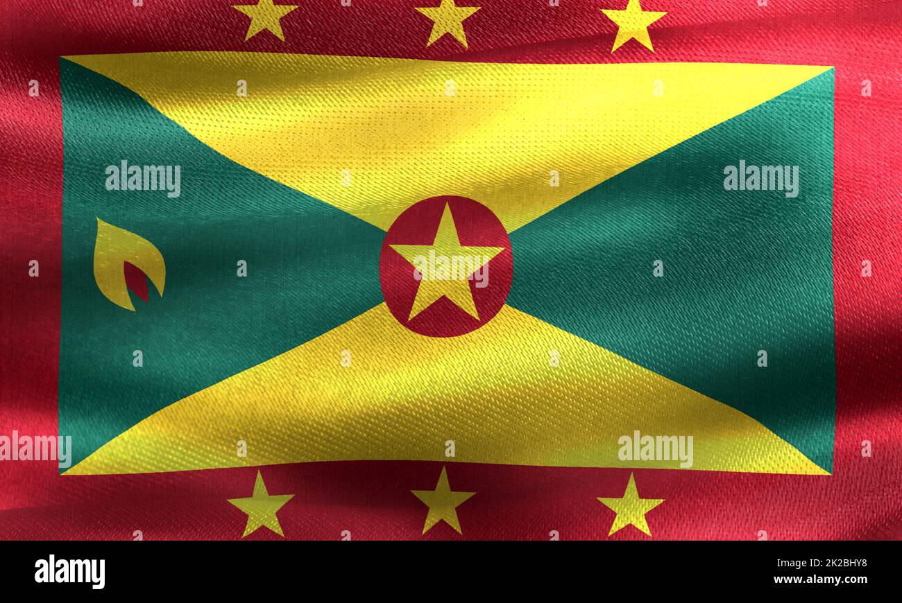 Grenada flag - realistic waving fabric flag Stock Photo - Alamy
