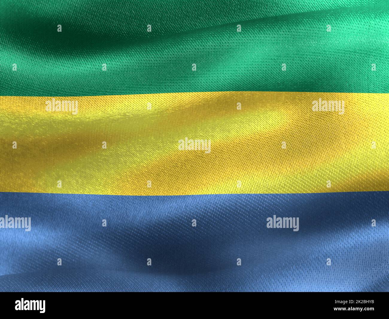Gabon flag - realistic waving fabric flag Stock Photo - Alamy