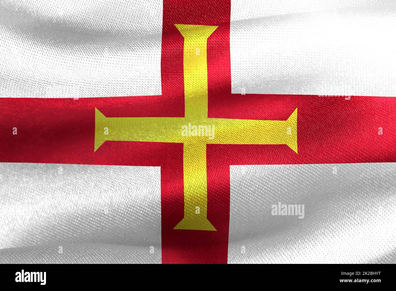 Guernsey flag - realistic waving fabric flag Stock Photo - Alamy