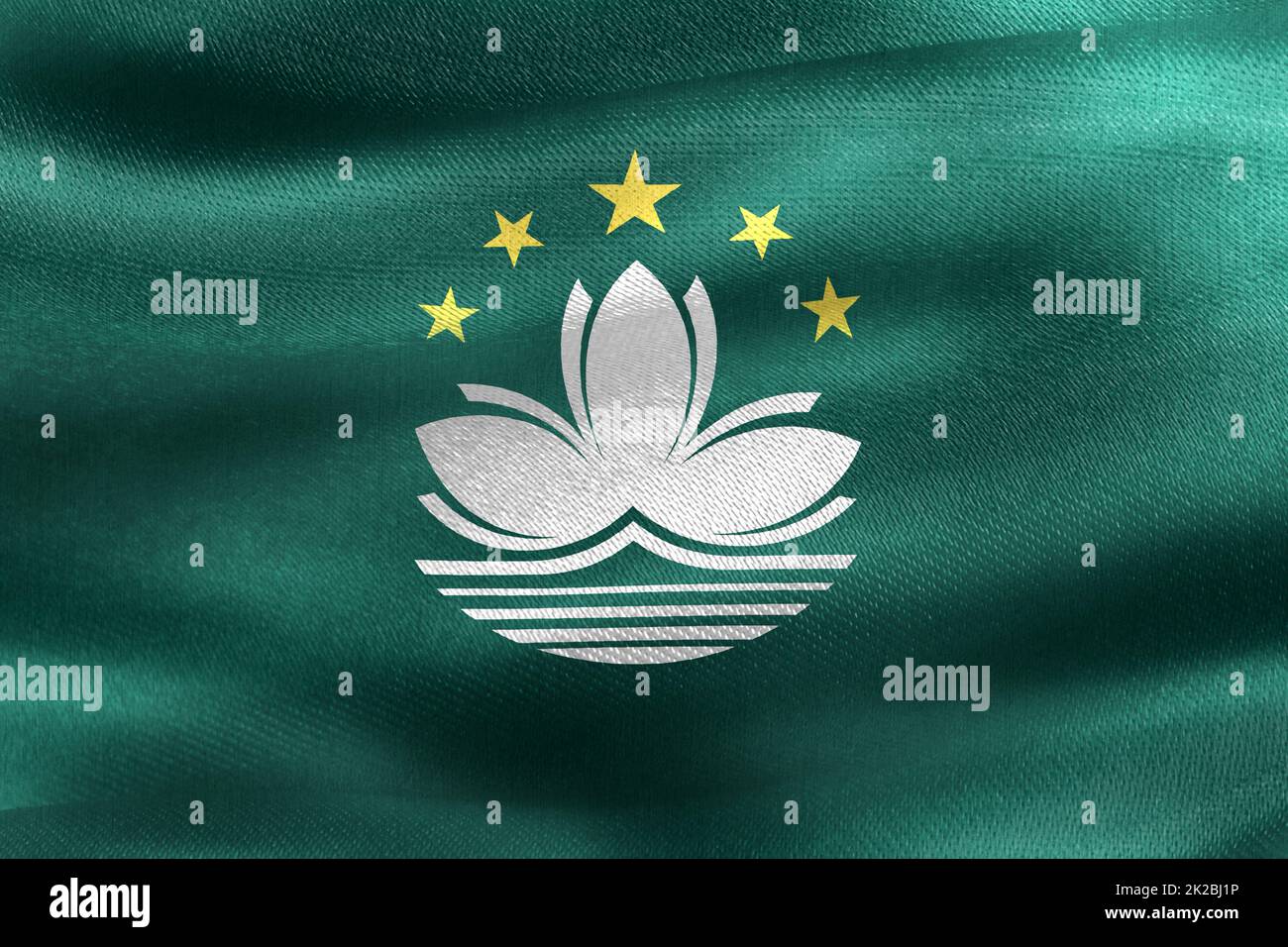 3D-Illustration of a Macao flag - realistic waving fabric flag Stock ...