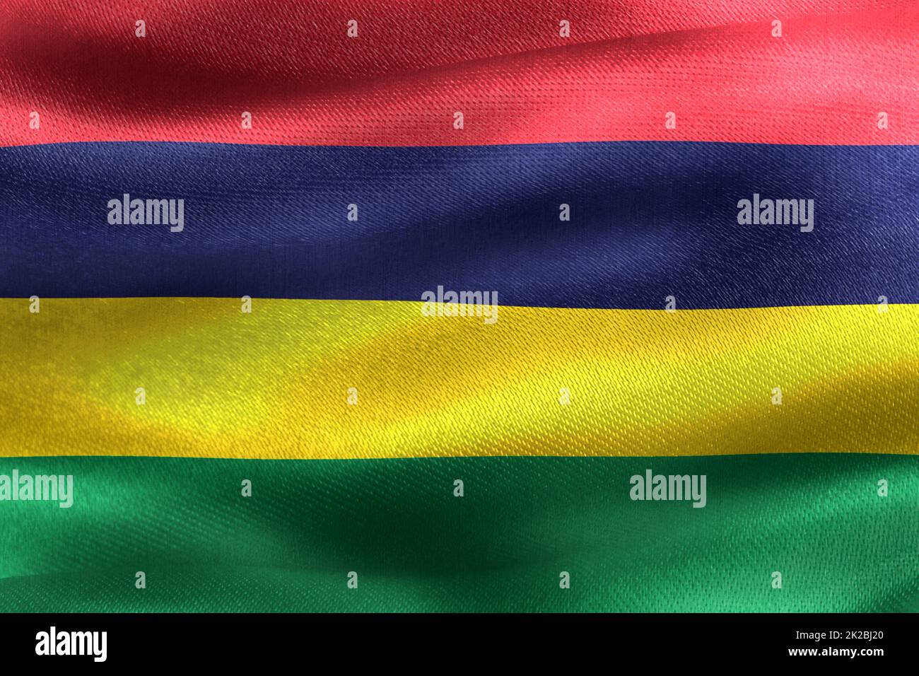 3D-Illustration of a Mauritius flag - realistic waving fabric flag ...