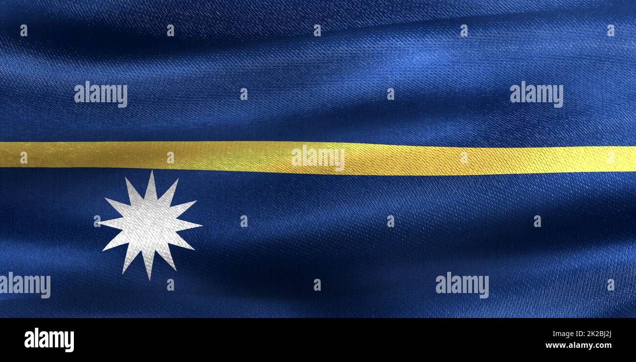 3D-Illustration of a Nauru flag - realistic waving fabric flag Stock ...