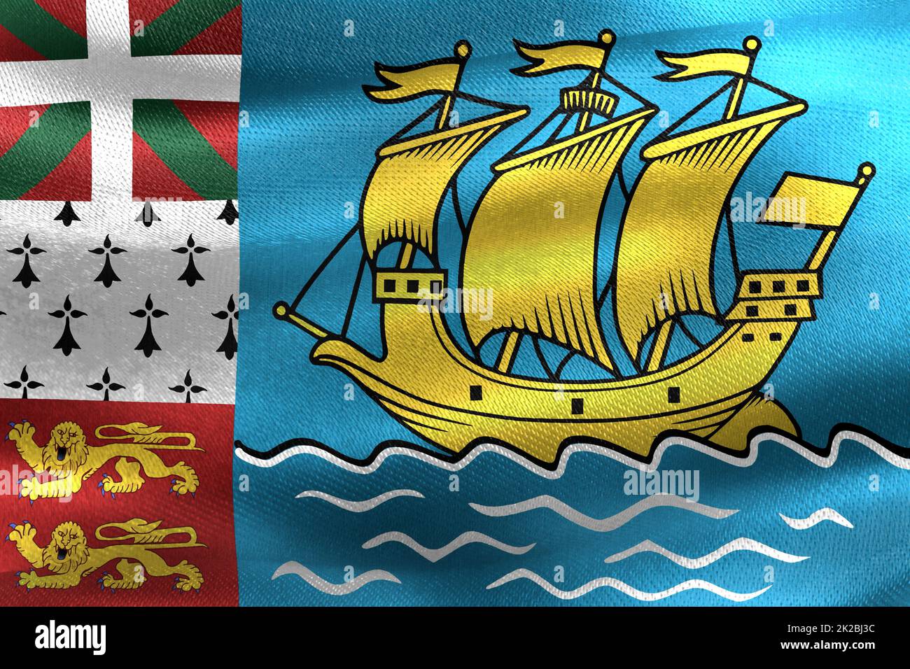 3D-Illustration of a Saint Pierre and Miquelon flag - realistic waving ...