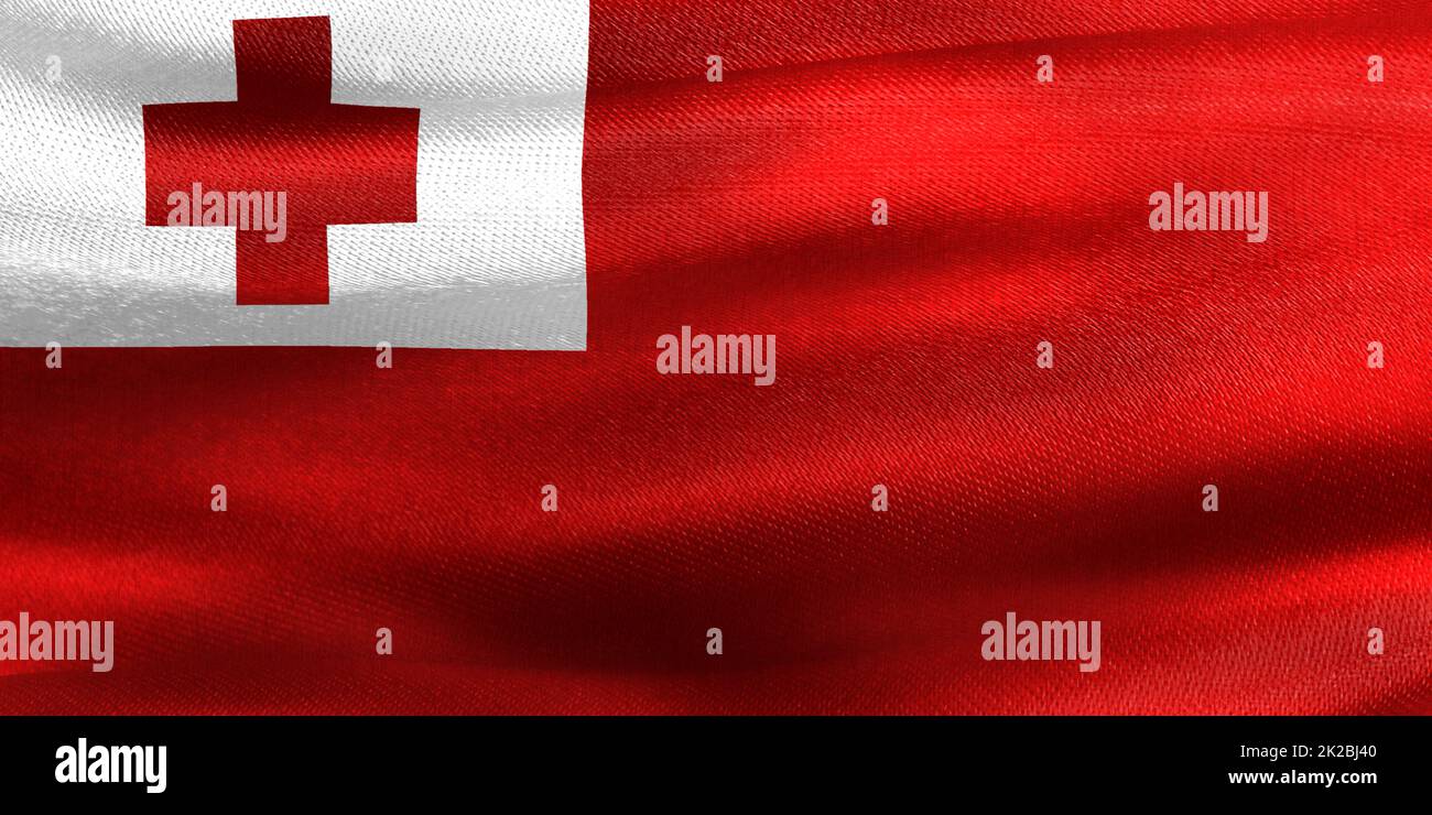 3D-Illustration of a Tonga flag - realistic waving fabric flag Stock ...