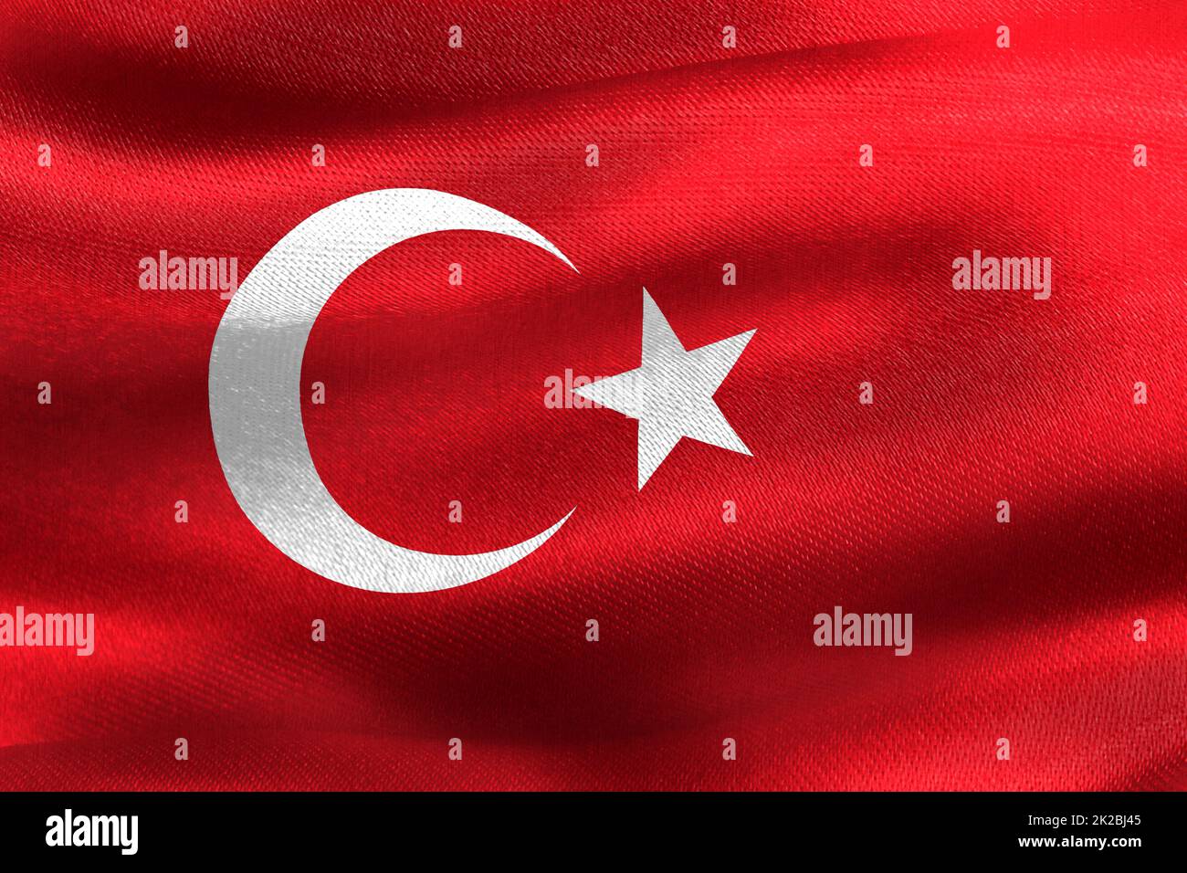 3D-Illustration of a Turkey flag - realistic waving fabric flag Stock ...