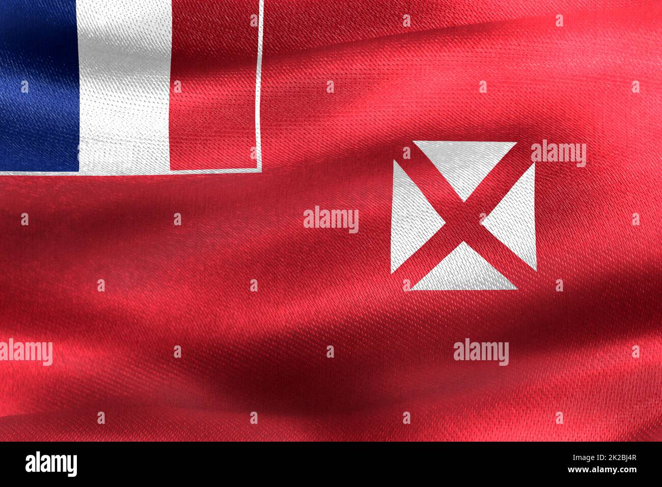 3D-Illustration of a Wallis and Futuna flag - realistic waving fabric ...