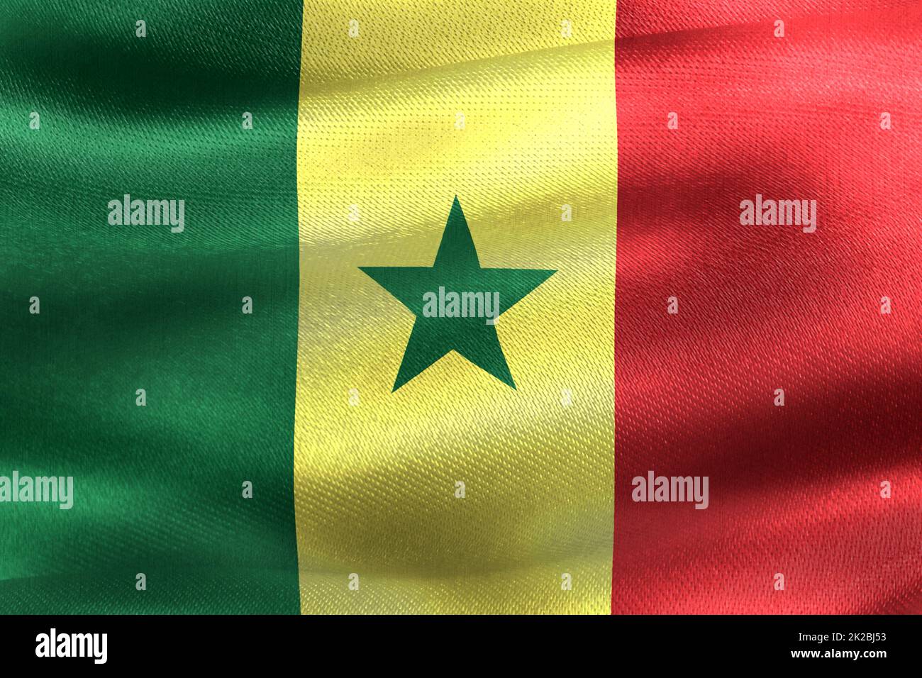3D-Illustration of a Senegal flag - realistic waving fabric flag Stock ...