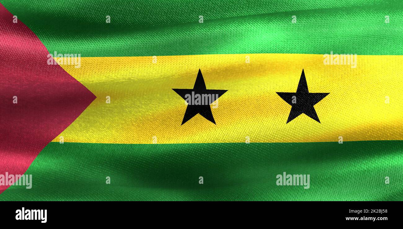 3D-Illustration of a Sao Tome and Principe flag - realistic waving ...