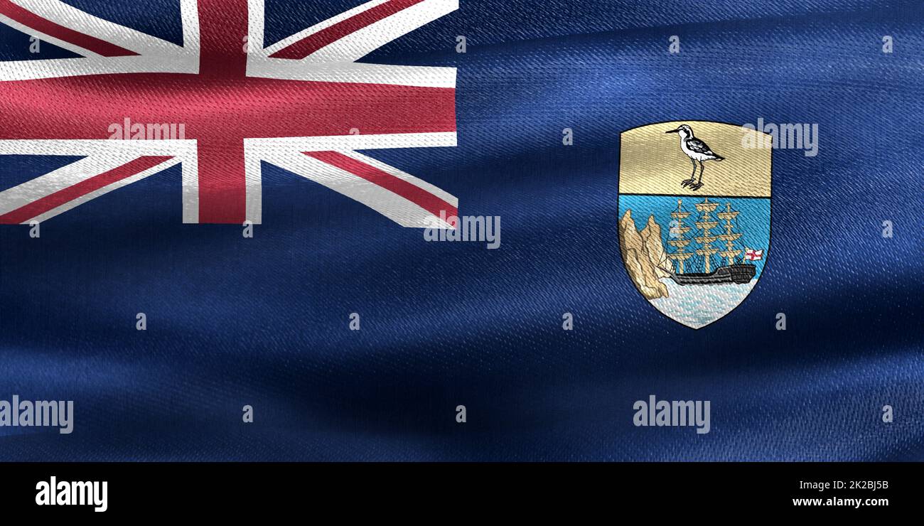 3D-Illustration of a Saint Helena flag - realistic waving fabric flag ...