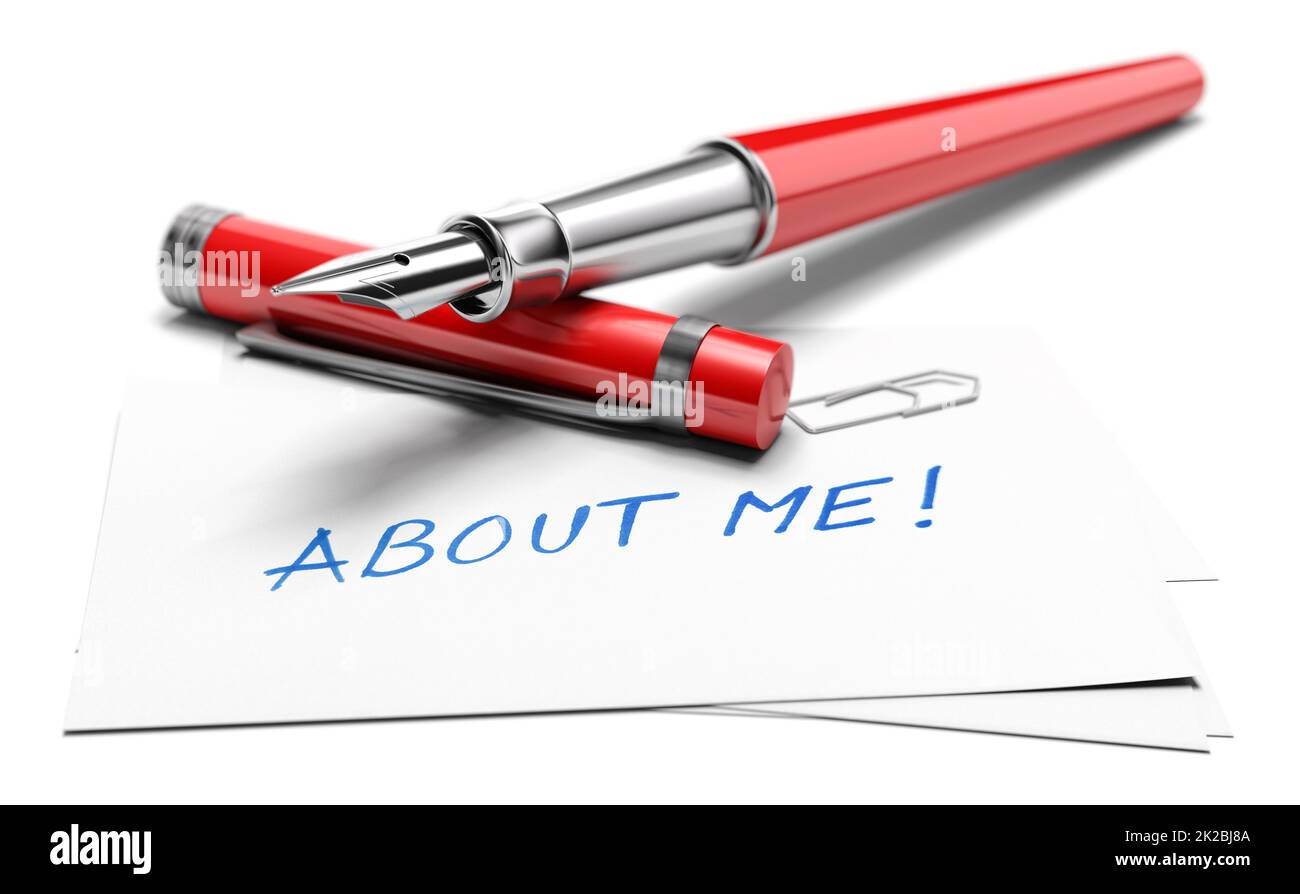 About Me Text over white background Stock Photo - Alamy