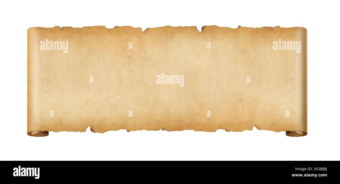 Old paper horizontal banner. Parchment scroll isolated on white Stock ...