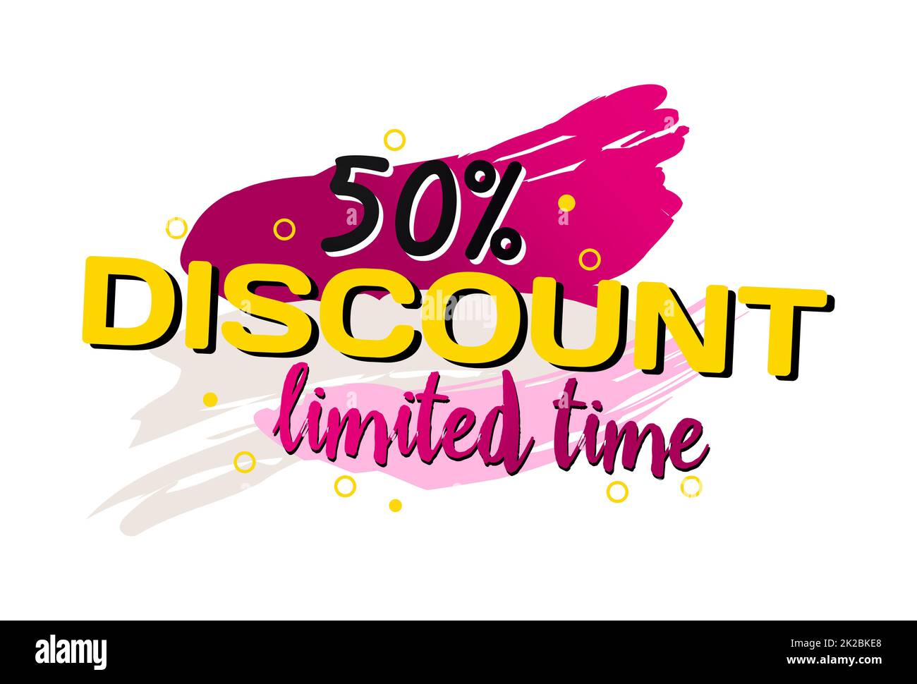 Paint smear web banner, business card, 50 percent DISCOUNT template ...