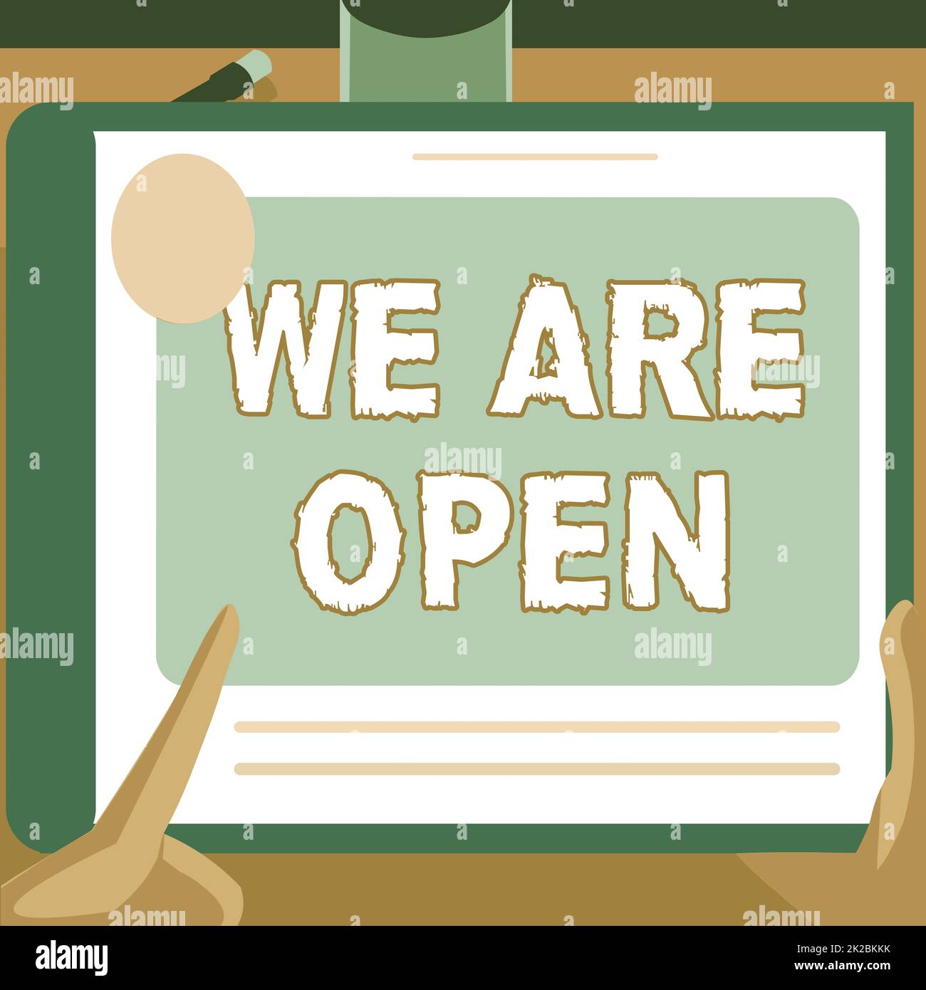 Conceptual caption We Are Open, Business idea no enclosing or confining ...