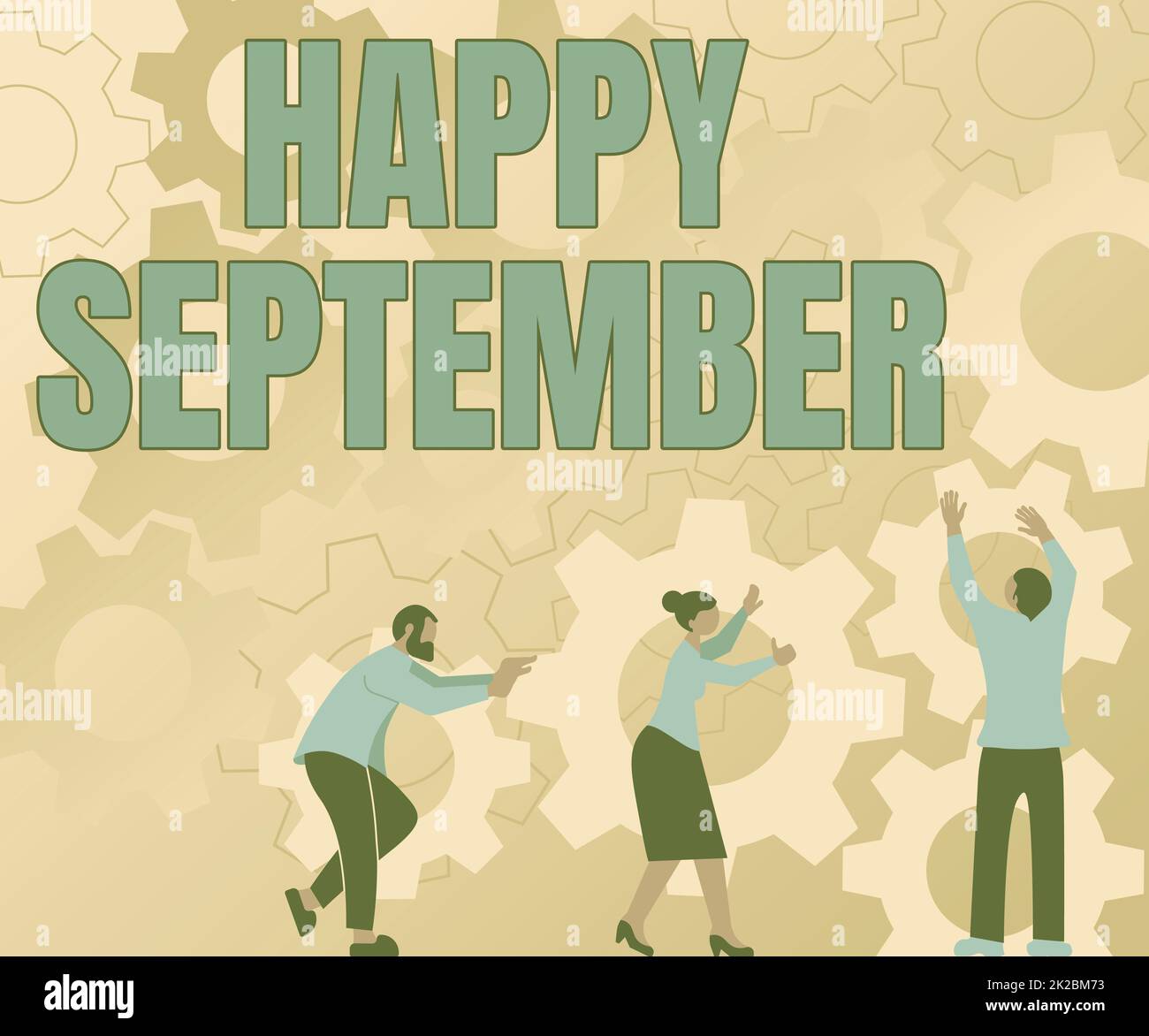 Text caption presenting Happy September. Concept meaning welcoming the ...