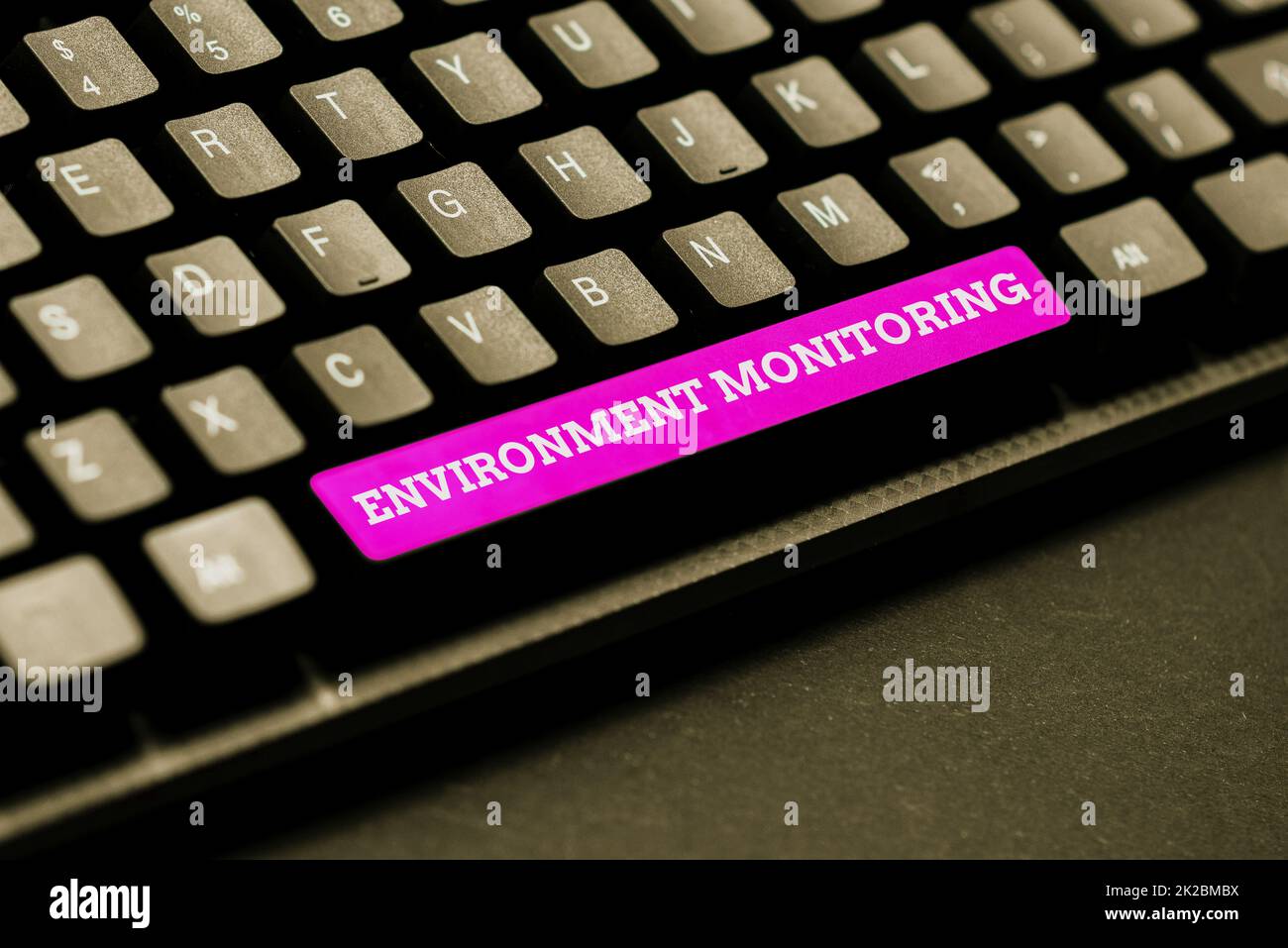Hand writing sign Environment Monitoring. Word for basis of production ...