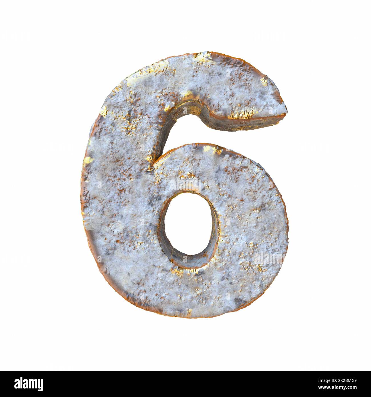 Stone with golden metal particles Number 6 SIX 3D Stock Photo - Alamy