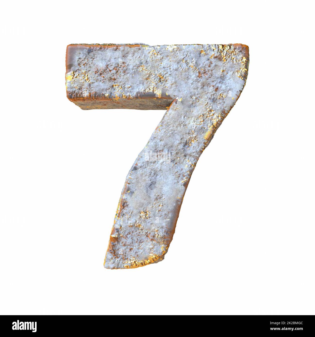Stone with golden metal particles Number 7 SEVEN 3D Stock Photo - Alamy