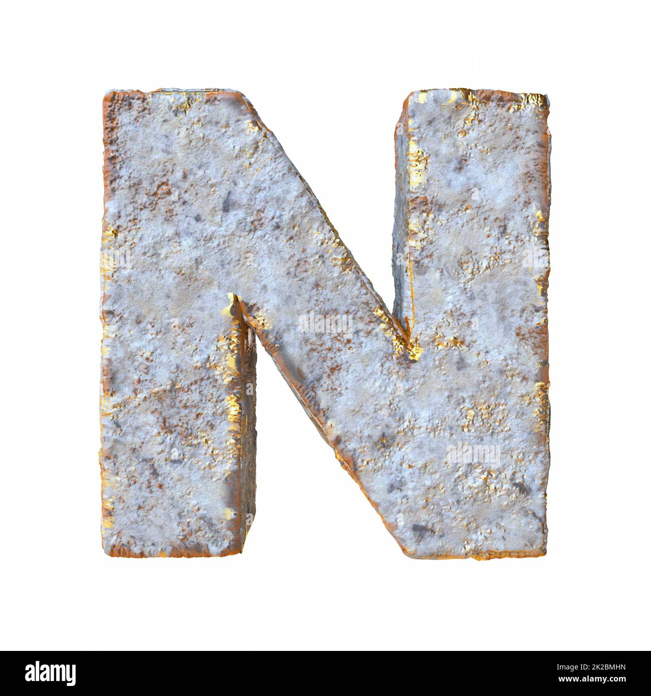 Stone with golden metal particles Letter N 3D Stock Photo - Alamy