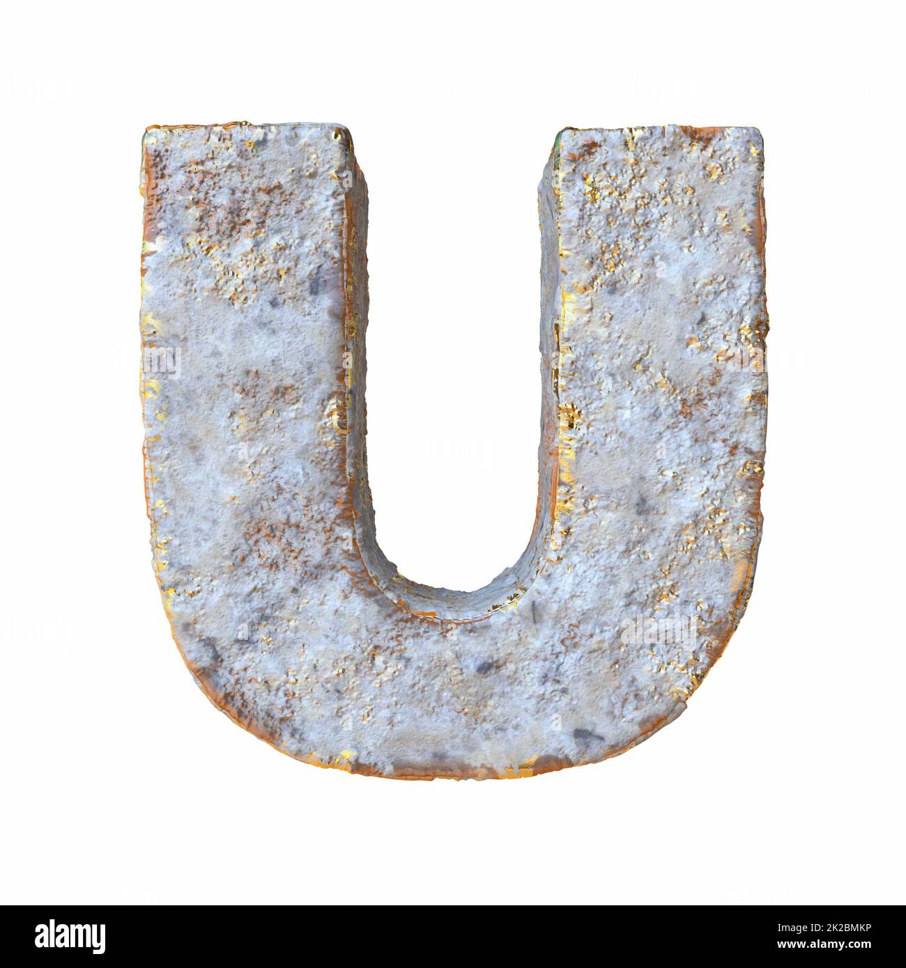 Stone with golden metal particles Letter U 3D Stock Photo - Alamy