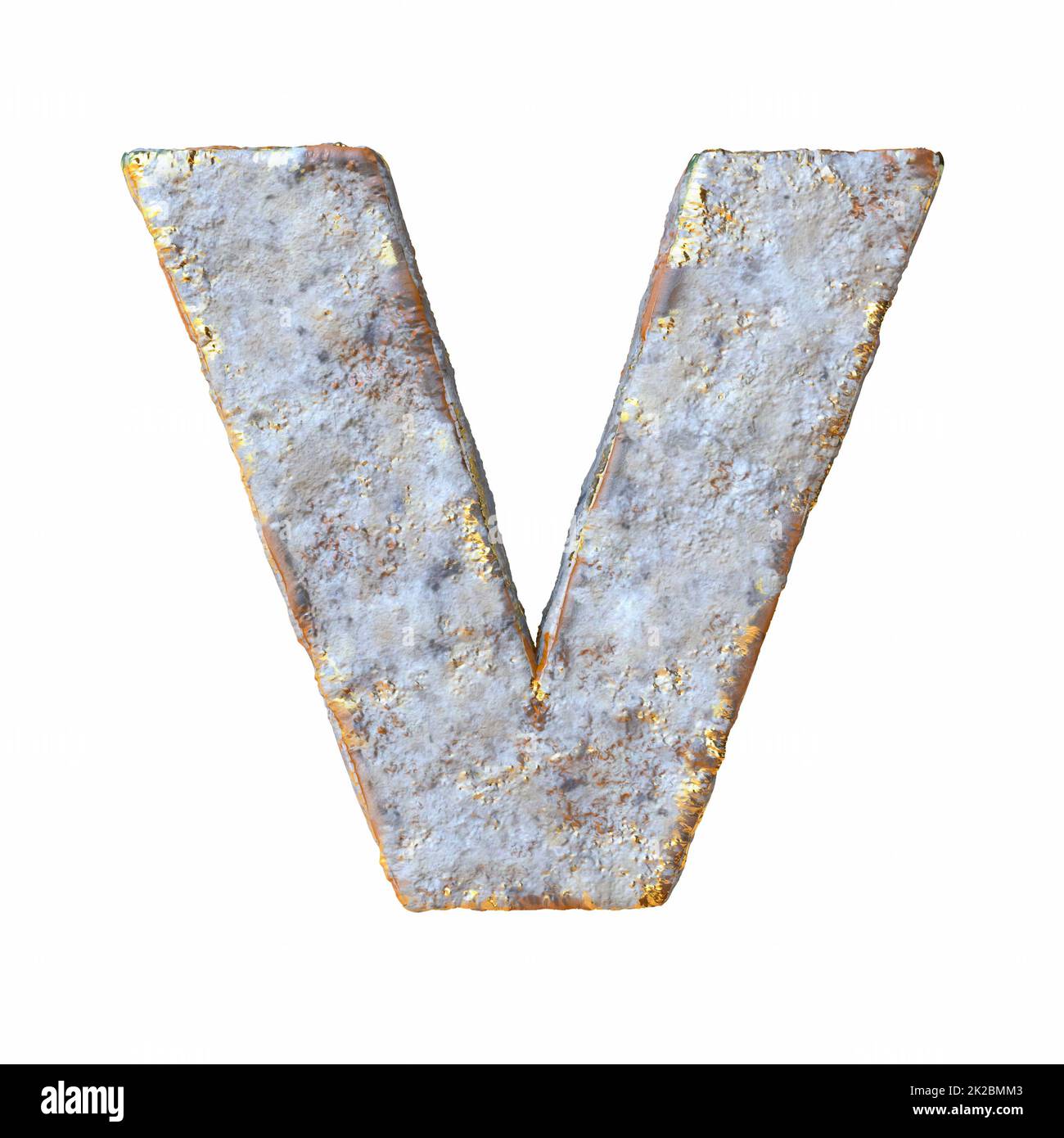 Stone with golden metal particles Letter V 3D Stock Photo - Alamy