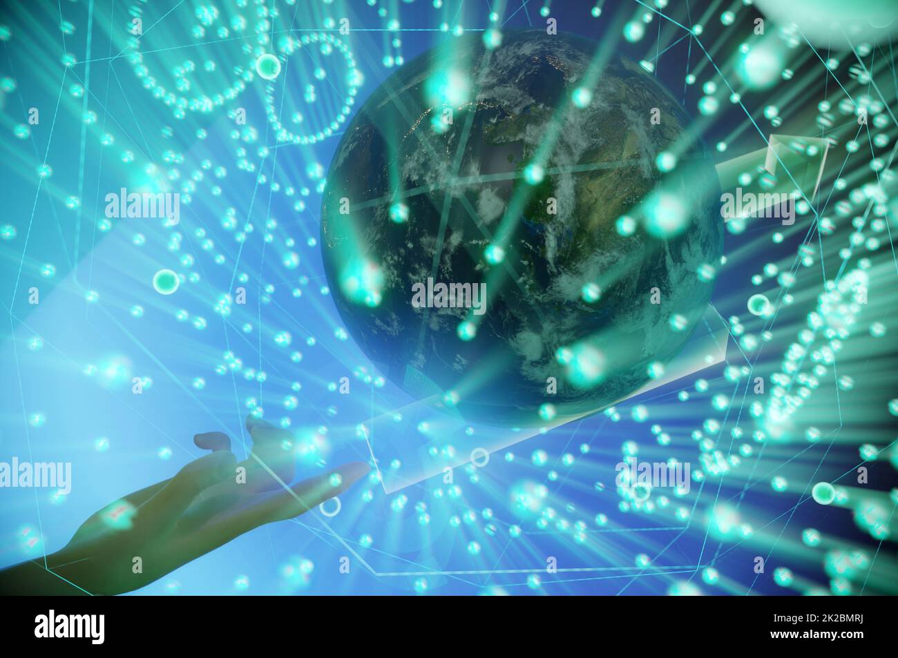 3d illustration . Businessman pointing finger to stock market finance graph chart exchange money ...