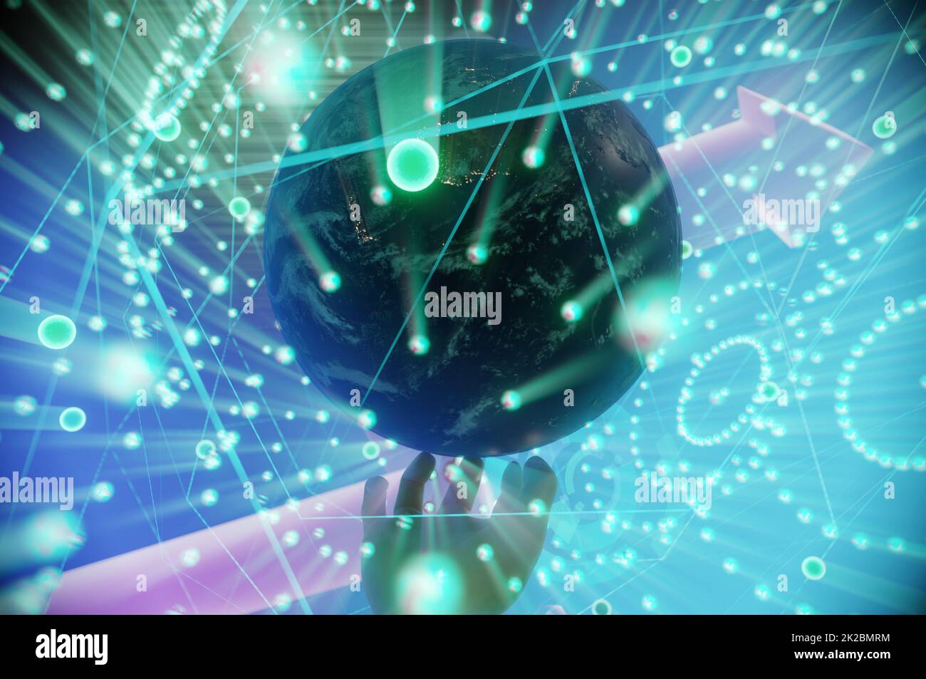 3d illustration. Businessman hand on to stock market finance graph chart exchange money or ...