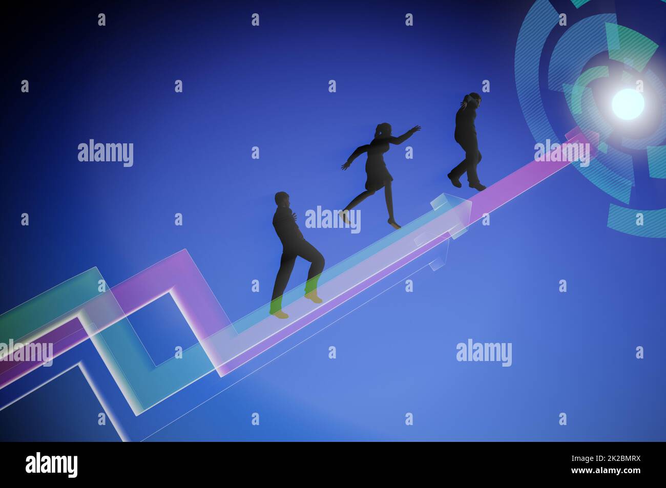 3d illustration . Concept of team work , success . Businessmen and ...