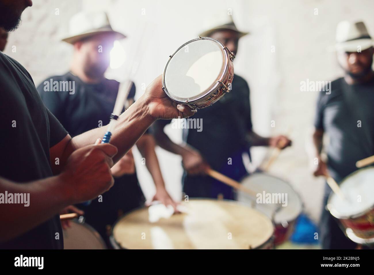 These are the beats of Brazil. Closeup shot of a musical performer ...