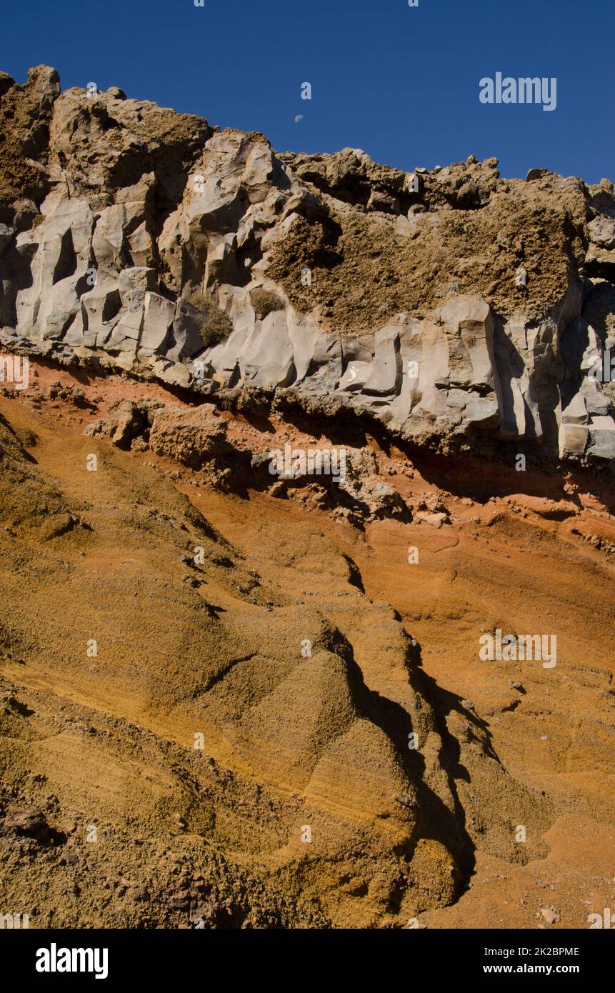 Cliff with volcanic tuff and basaltic rock Stock Photo - Alamy