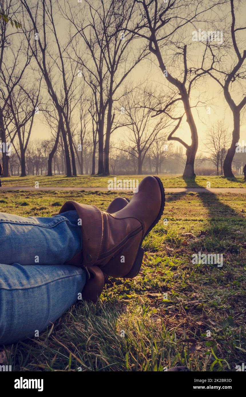 Country girl in jeans and boots hi-res stock photography and images - Alamy