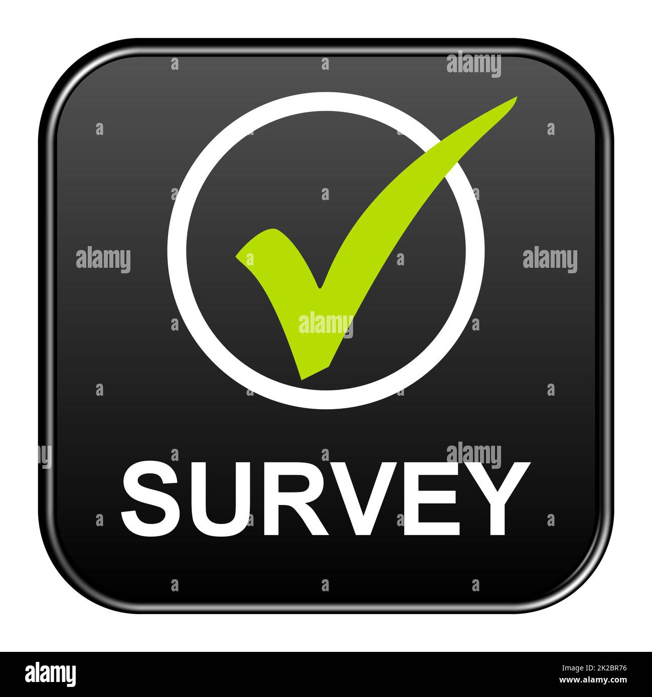Survey - Black Button with tick icon Stock Photo - Alamy
