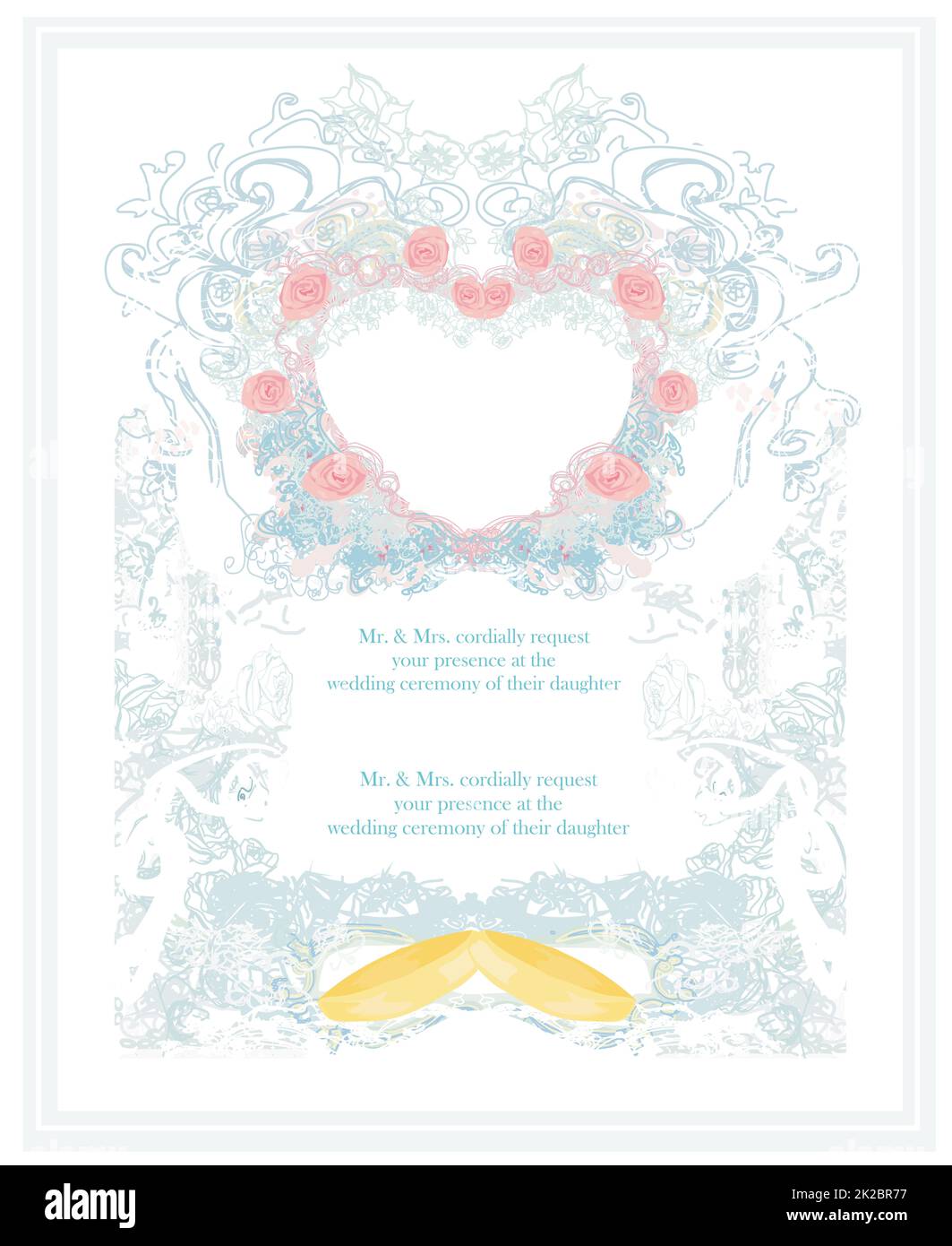 stylish wedding invitation card with vintage ornament heart-shaped ...