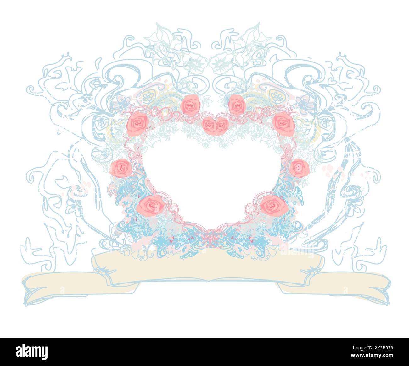 stylish wedding invitation card with vintage ornament heart-shaped ...