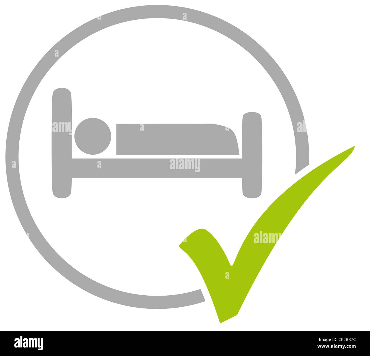 Circle with grey color and tick icon: Bed or Hotel Stock Photo - Alamy