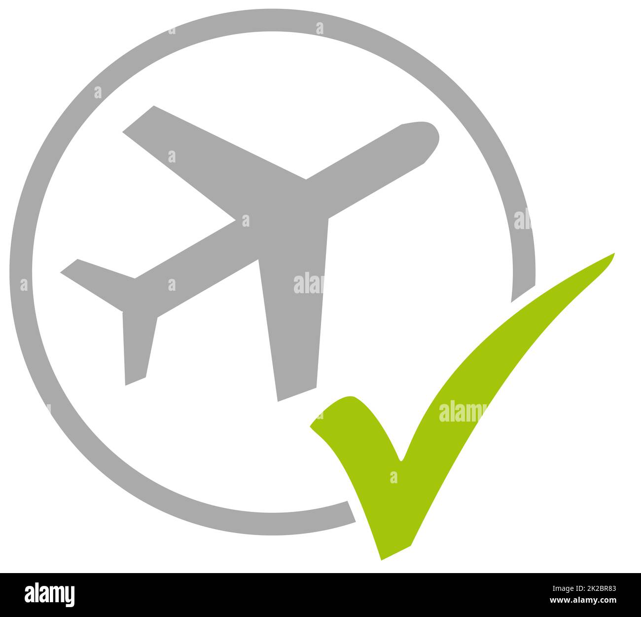 Circle with grey color and tick icon: Airplane or Airport Stock Photo ...