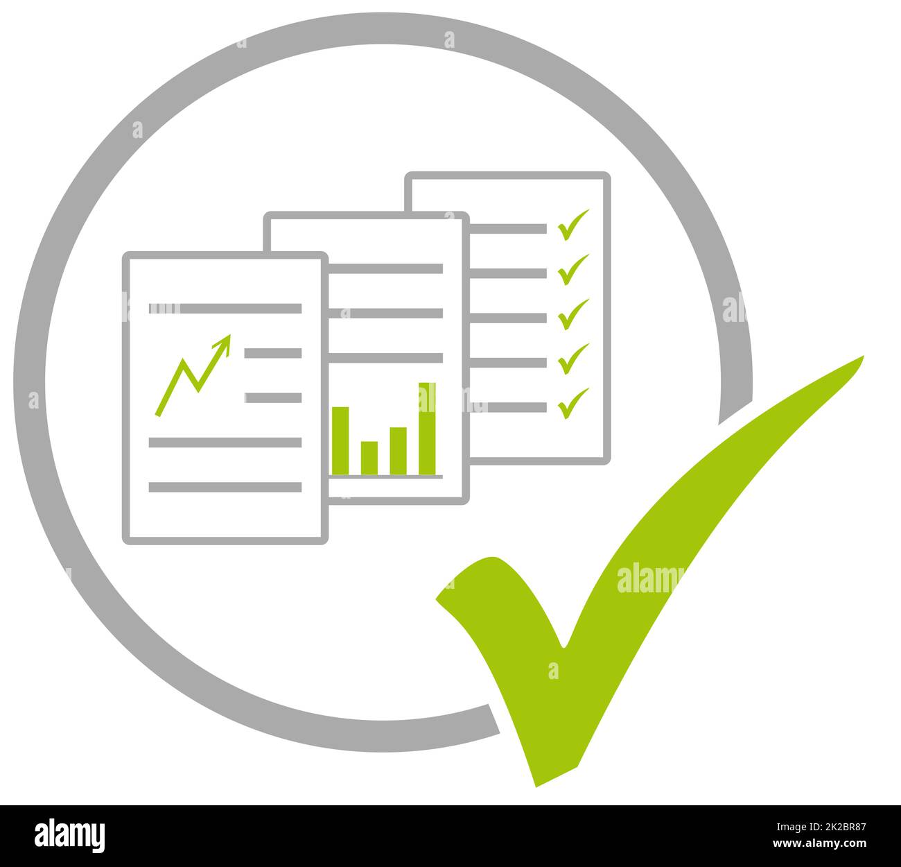 Circle with grey color and tick icon: Business Papers Stock Photo - Alamy
