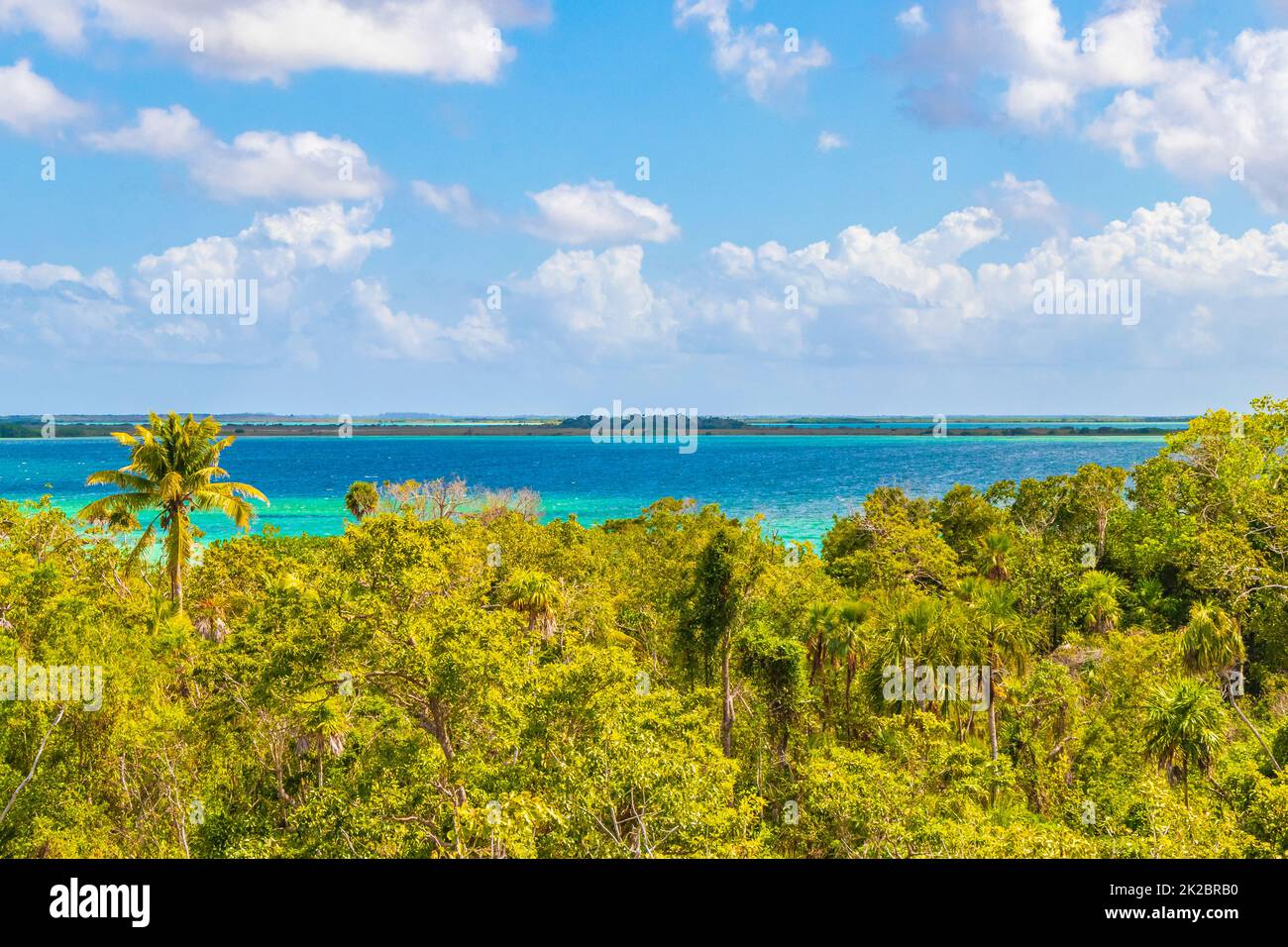 Muyil Lagoon panorama view in tropical jungle of amazing Mexico Stock ...
