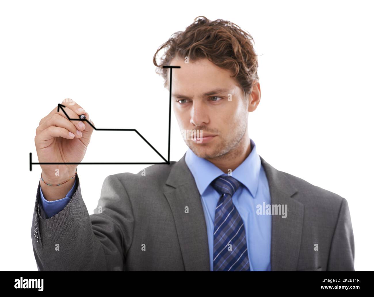 Indicating the expected growth of the company. A businessman drawing a ...
