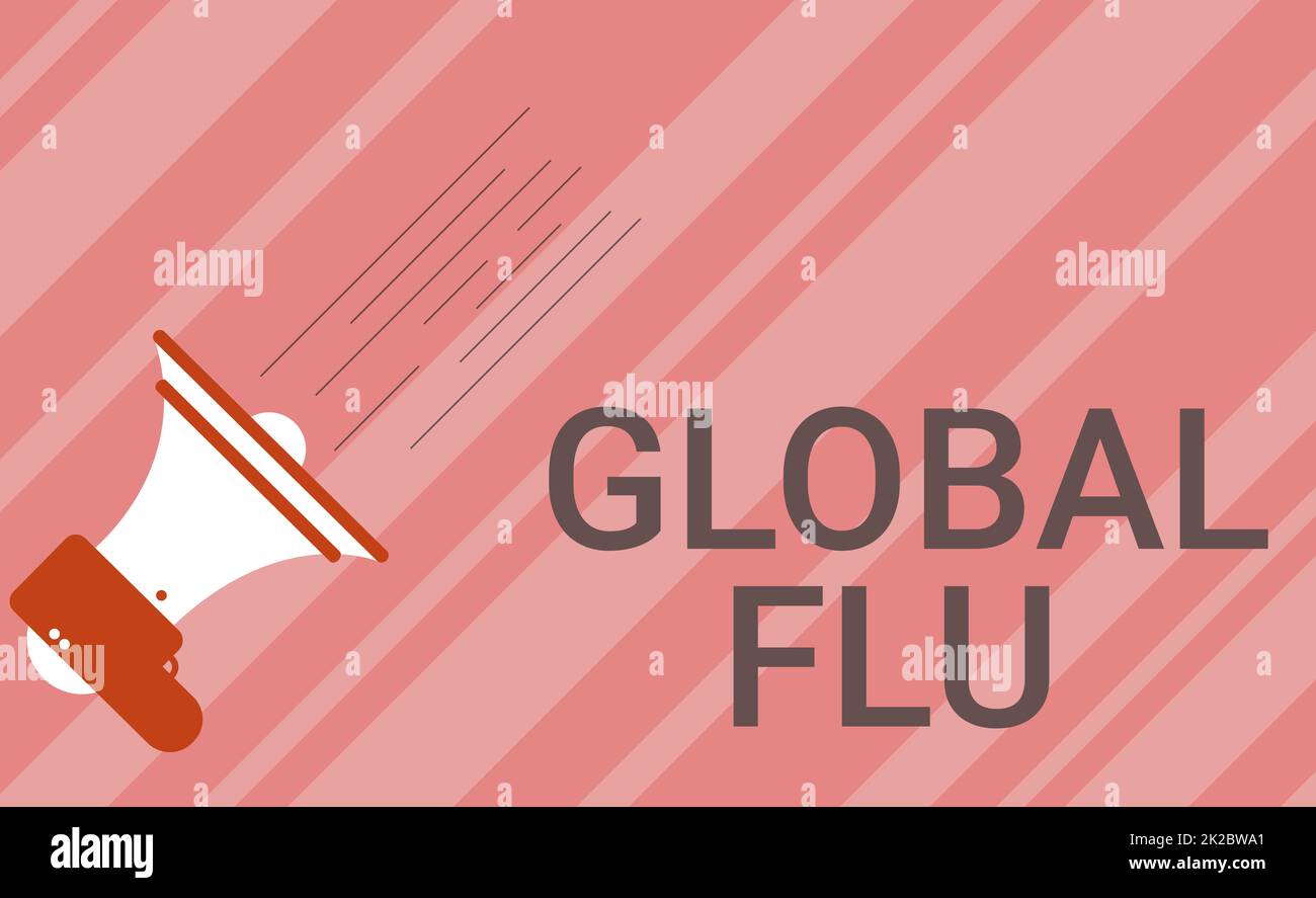 Text sign showing Global Flu. Word Written on Common communicable ...