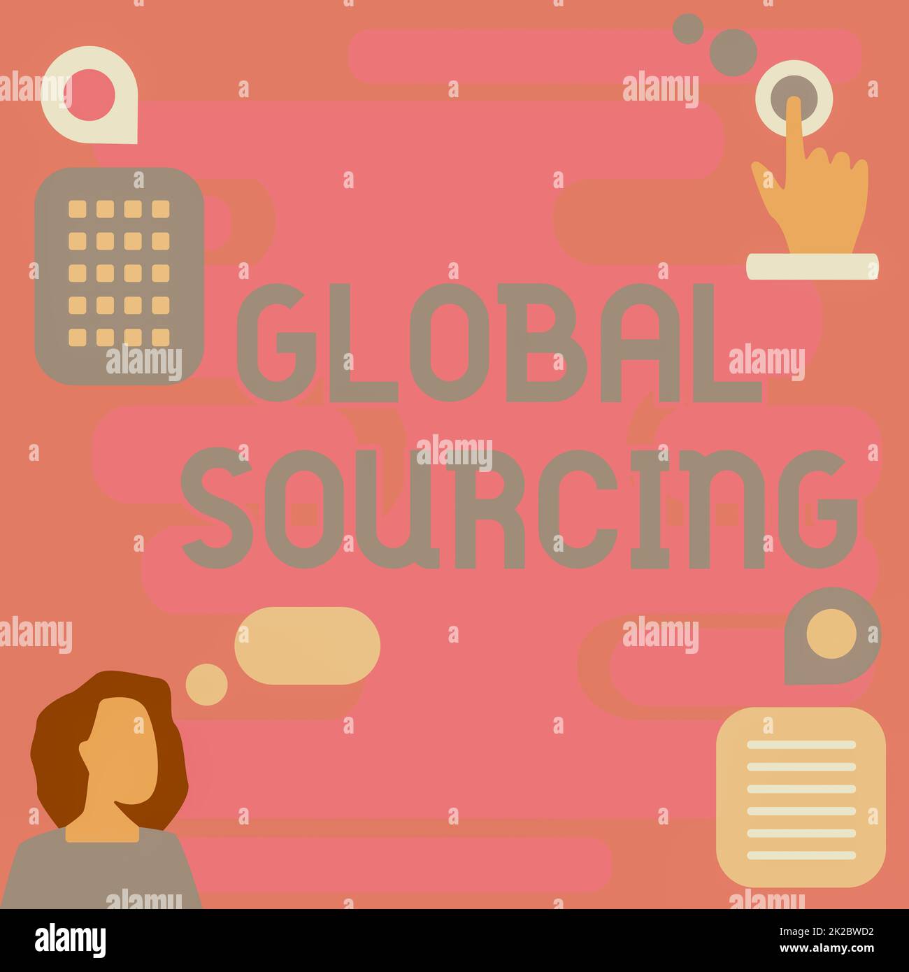 Sign displaying Global Sourcing. Business overview practice of sourcing ...
