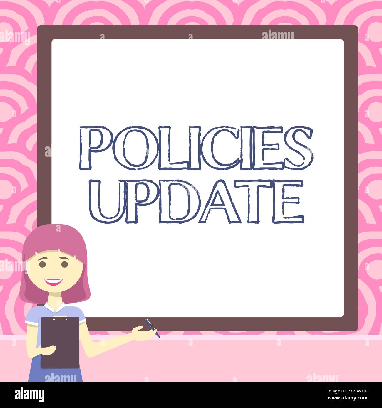 Handwriting text Policies Update. Word Written on act of adding new information or guidelines ...