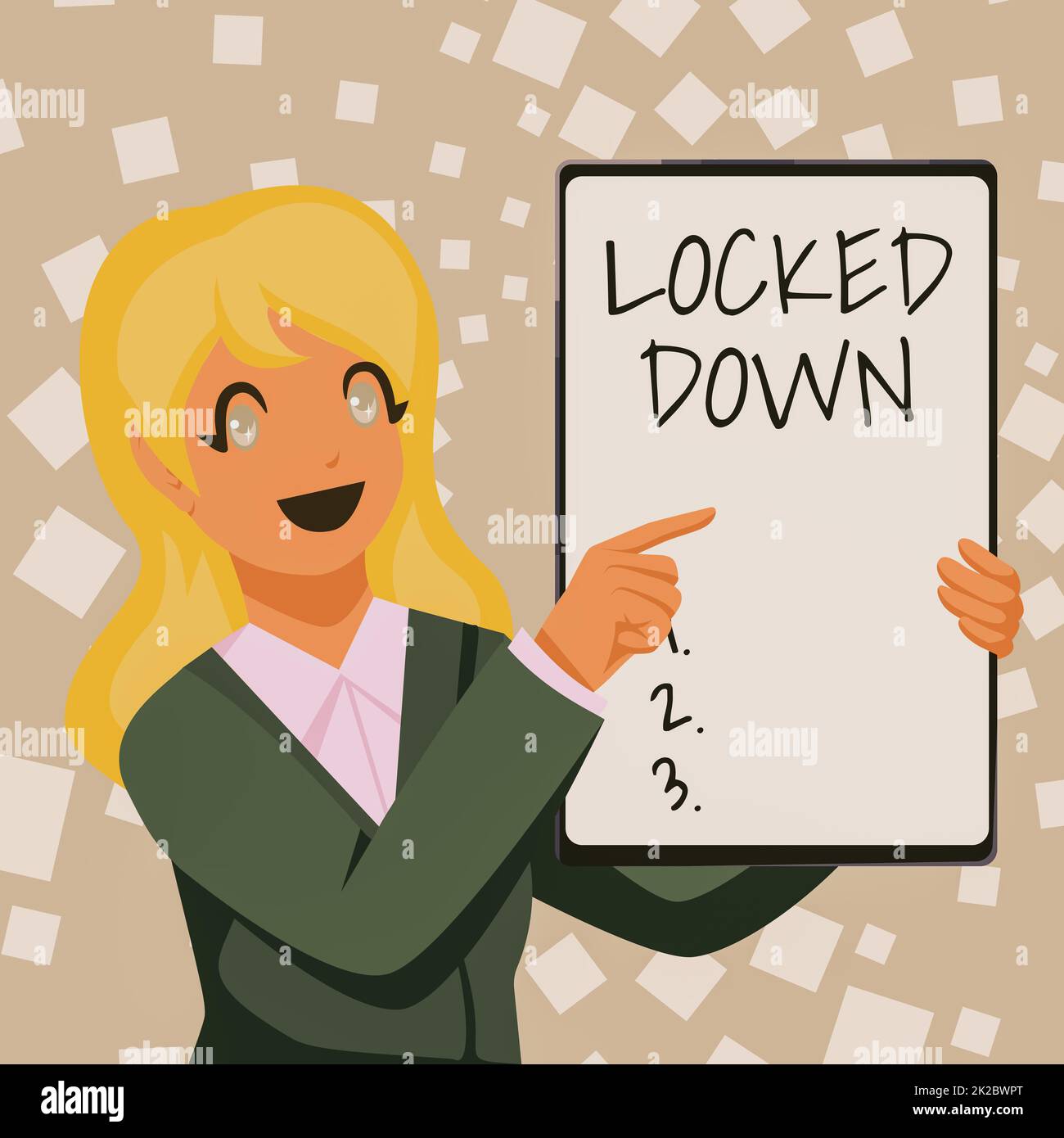 Text caption presenting Locked Down. Business overview emergency ...