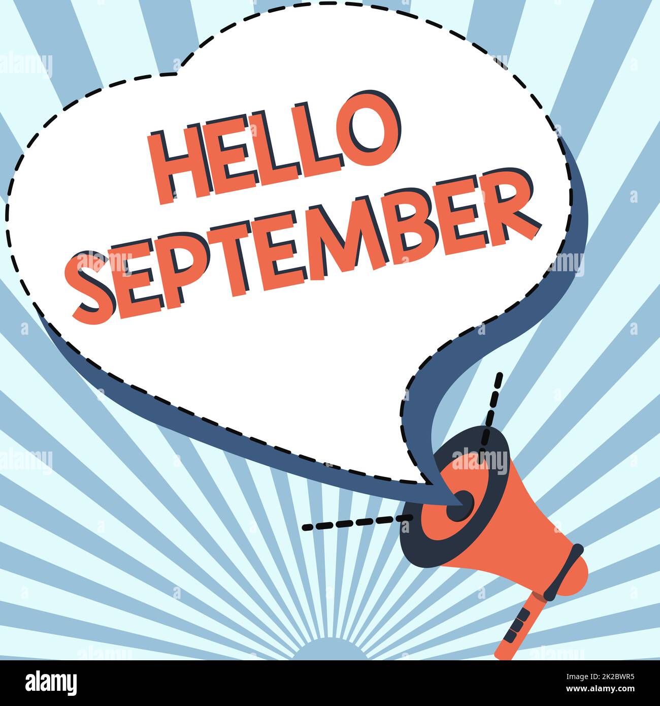 September Word Conceptual Caption Hello September. Word Written On