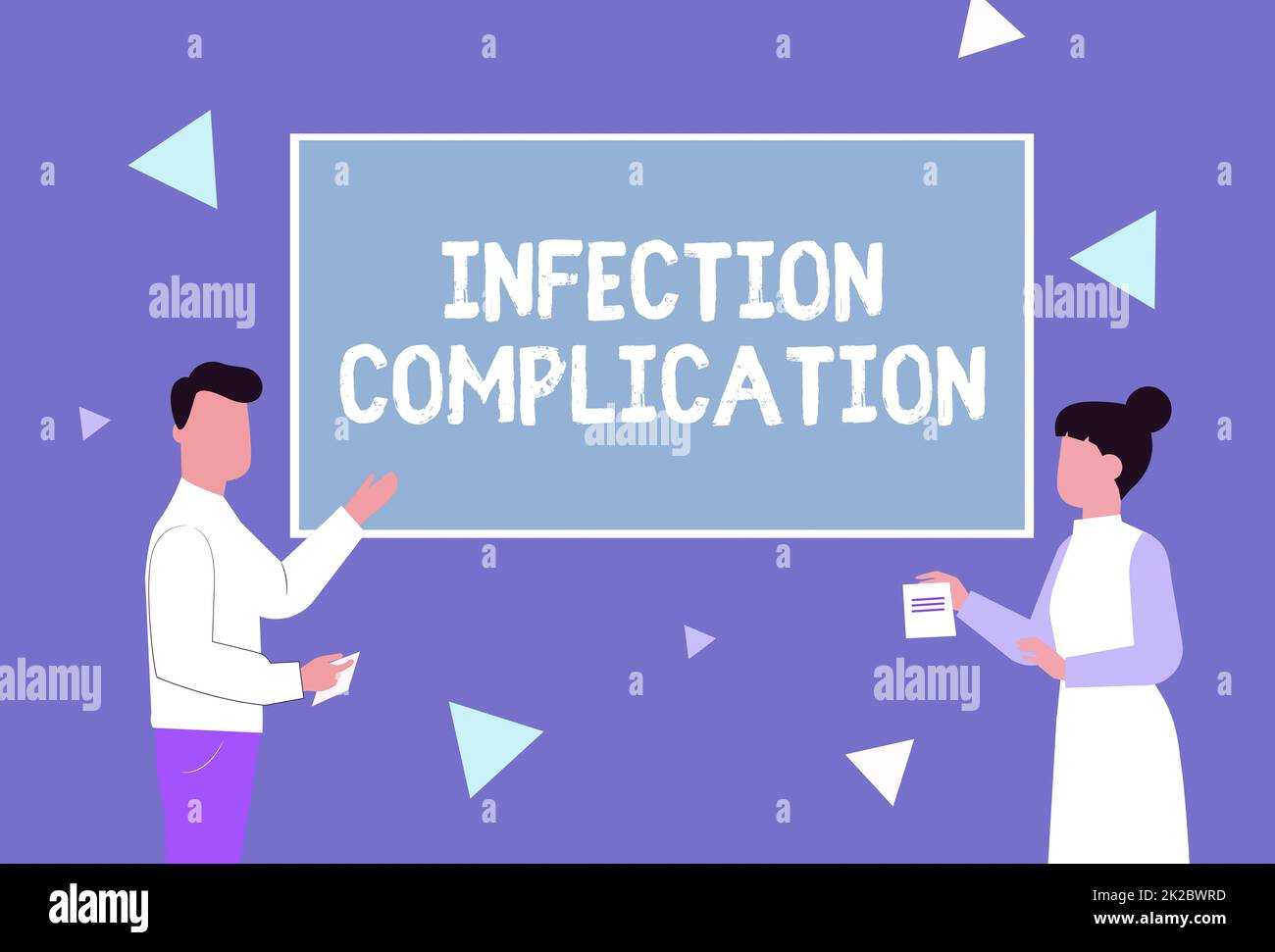 Text caption presenting Infection Complication. Word for unwanted reaction resulted from an ...