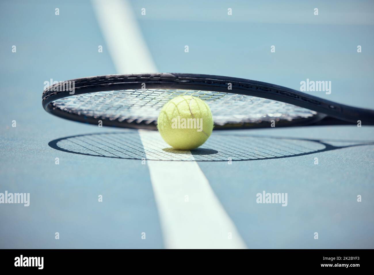Tennis court ball, badminton bat and sports ground with racket ...